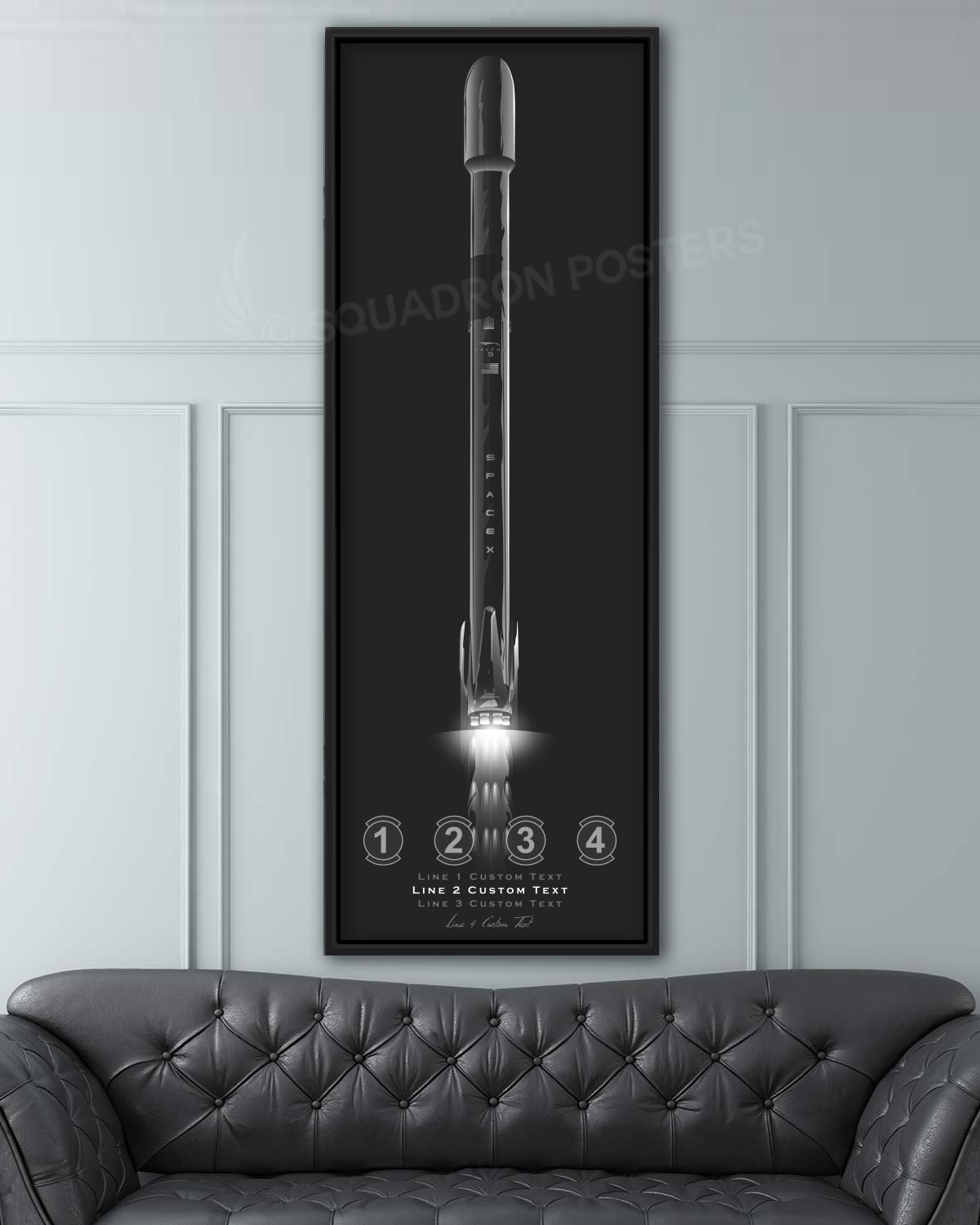 Falcon 9 Personalized Jet Black - Squadron Posters Falcon 9 Personalized Jet Black - Squadron Posters